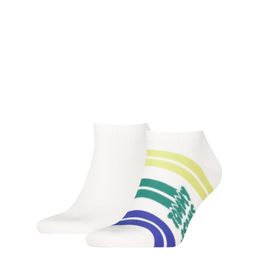 Sneakersocken Tommy Hilfiger "TH UNI TJ SNEAKER 2P FUSHION TOMMY", Damen, Gr. 39-42, wei&szlig;, gelb, Obermaterial: 70% Baumwolle, 29% Polyamid, 1% Elasthan, Socken Sneakersocken