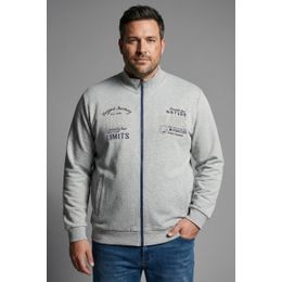 Sweatjacke MAN'S WORLD PLUS, Herren, Gr. 3XL (64/66), grau meliert, angeraute Sweatware, Obermaterial: 60% Baumwolle, 40% Polyester, bedruckt, regular fit, hoch geschlossener Ausschnitt, angesetztes B&uuml;ndchen, Sweatjacken Sweatjacke, aus angerauter Sweatware, Regular Fit, Langarm-Design