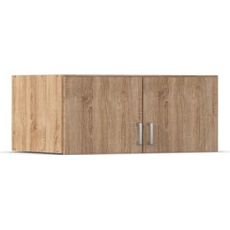 Aufsatzschrank Rauch "Gamma", eiche sonoma, griffe alu, B:91cm H:39cm T:54cm, Holzwerkstoff, Schr&auml;nke, Aufsatzschrank, f&uuml;r eine maximale Nutzung der Deckenh&ouml;he, viele Farben MADE IN GERMANY