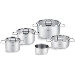 Topf-Set Fissler "Viseo Pro", silberfarben, T&ouml;pfe, 9-teiliges Edelstahl-Topfset mit Superthermic Boden