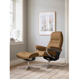 Relaxsessel stressless "Sunrise", braun (taupe paloma), B:79cm H:103cm T:73cm, Leder PALOMA: PALOMA ist ein durchgef&auml;rbtes Semianilin-M&ouml;belleder mit nat&uuml;rlicher Narbung., Sessel, Relaxsessel, mit Hocker, mit Cross Base, Gr&ouml;&szlig;e S, M & L, Holzakzent Schwarz