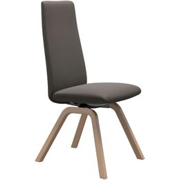Polsterstuhl stressless "Laurel", grau (metal grau paloma, eiche natur), B:49cm H:105cm T:60cm, Leder PALOMA: PALOMA ist ein durchgef&auml;rbtes Semianilin-M&ouml;belleder mit nat&uuml;rlicher Narbung., St&uuml;hle, Polsterstuhl, High Back, Gr&ouml;&szlig;e M, mit schr&auml;ggestellten Beinen in Eiche natur