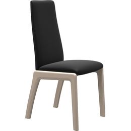 Polsterstuhl stressless "Laurel", schwarz (schwarz paloma, eiche gekalkt), B:57cm H:92cm T:59cm, Leder PALOMA: PALOMA ist ein durchgef&auml;rbtes Semianilin-M&ouml;belleder mit nat&uuml;rlicher Narbung., St&uuml;hle, Polsterstuhl, Low Back, Gr&ouml;&szlig;e L, mit abgerundeten Beinen in Eiche gekalkt