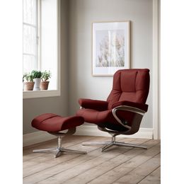 Fu&szlig;hocker stressless "Mayfair", rot (rot dinamica), B:55cm H:41cm T:39cm, Microfaser DINAMICA (88% Polyester, 12% Polyurethan), Hocker, Fu&szlig;hocker, mit Cross Base, Gr&ouml;&szlig;e S, M & L, Holzakzent Braun