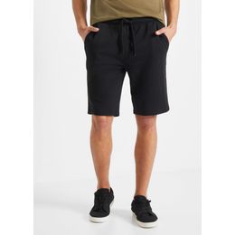 Sweatbermudas bonprix, Herren, Gr. 56/58, N-Gr, schwarz, angeraute Sweatware, Obermaterial: 60% Baumwolle, 40% Polyester, unifarben, regular fit kniefrei, Hosen, elastischer Bund und seitlichen Einstecktaschen