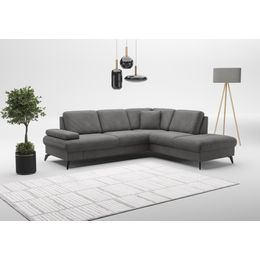 Sit & More Ecksofa SIT & MORE "Morris Jubi L-Form, B: 238 cm", grau, B:238cm H:83cm T:202cm, 100% Polyester, Sofas, Ecksofa, mit Armteilfunktion & 1 Zierkissen, optional Bettfunktion