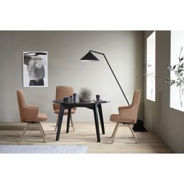 Polsterstuhl stressless "Laurel", braun (latte batick, walnuss), B:58cm H:105cm T:60cm, Leder BATICK: BATICK ist ein leicht korrigiertes, durchgef&auml;rbtes und genarbtes M&ouml;belleder, bei dem die meisten Unebenheiten und Spuren in der Regel entfernt wurden., St&uuml;hle, Polsterstuhl, High Back mit Armlehne, Gr&ouml;&szlig;e L, schr&auml;ggestellte Beine in Walnuss