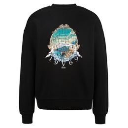 19V69 Italia Sweatshirt 'Omero Marina' Herren Gr&ouml;&szlig;e M t&uuml;rkis / pastellgr&uuml;n / schwarz / wei&szlig;