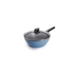 Wok WOLL MADE IN GERMANY "Ecolour &Oslash; 24 cm inkl. Deckel", himmelblau, B:24cm H:11cm L:24cm &Oslash;:24cm, Pfannen, Wok, abnehmbarer Stiel
