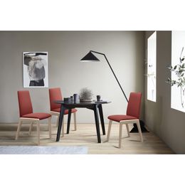 Polsterstuhl stressless "Laurel", rot (rot dinamica, eiche natur), B:57cm H:92cm T:59cm, Microfaser DINAMICA (88% Polyester, 12% Polyurethan), St&uuml;hle, Polsterstuhl, Low Back, Gr&ouml;&szlig;e L, mit abgerundeten Beinen in Eiche natur