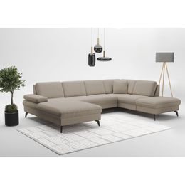 Sit & More Wohnlandschaft SIT & MORE "Morris Jubi U-Form, B: 300 cm", grau (taupe), B:300cm H:83cm T:202cm, 95% Polyester, 5% Polyamid, Sofas, Wohnlandschaft, mit Armteilfunktion & 1 Zierkissen, optional Bettfunktion