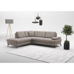 Sit & More Ecksofa SIT & MORE "Morris Jubi L-Form, B: 238 cm", grau (taupe), B:238cm H:83cm T:202cm, 100% Polyester, Sofas, Ecksofa, mit Armteilfunktion & 1 Zierkissen, optional Bettfunktion