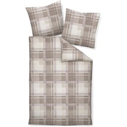 Bettw&auml;sche Janine "DAVOS65159 07", beige (naturell mauve), B/L: 200cm x 200cm, 1 Stk., 2 Stk., Feinbiber, B/L: 80cm x 80cm & 80cm x 80cm, Feinbiber, Obermaterial: 100% Baumwolle, Bettw&auml;sche, Bettw&auml;sche, mit Rei&szlig;verschluss