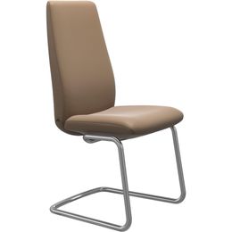 Polsterstuhl stressless "Laurel", braun (almond paloma, schwarz matt), B:53cm H:105cm T:60cm, Leder PALOMA: PALOMA ist ein durchgef&auml;rbtes Semianilin-M&ouml;belleder mit nat&uuml;rlicher Narbung., St&uuml;hle, Polsterstuhl, High Back, Gr&ouml;&szlig;e L, mit Beinen aus Stahl in Schwarz matt