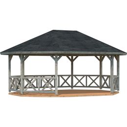 Holzpavillon Palmako "Betty", grau, B/H/T: 615cm x 362cm x 551cm, Pavillons, BxT: 615x551 cm, grau