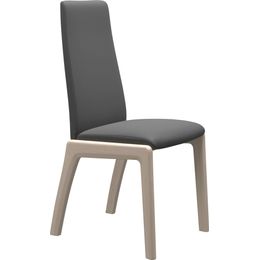 Polsterstuhl stressless "Laurel", grau (grau batick, eiche gekalkt), B:57cm H:92cm T:59cm, Leder BATICK: BATICK ist ein leicht korrigiertes, durchgef&auml;rbtes und genarbtes M&ouml;belleder, bei dem die meisten Unebenheiten und Spuren in der Regel entfernt wurden., St&uuml;hle, Polsterstuhl, Low Back, Gr&ouml;&szlig;e L, mit abgerundeten Beinen in Eiche gekalkt
