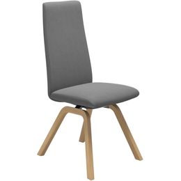 Polsterstuhl stressless "Laurel", grau (dunkelgrau dinamica, eiche natur), B:49cm H:105cm T:60cm, Microfaser DINAMICA (88% Polyester, 12% Polyurethan), St&uuml;hle, Polsterstuhl, High Back, Gr&ouml;&szlig;e M, mit schr&auml;ggestellten Beinen in Eiche natur