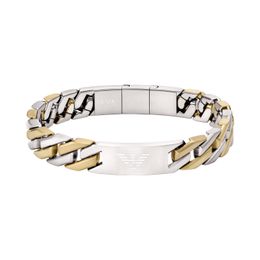 Armband Emporio Armani "Schmuck Geschenk Edelstahl", edelstahlfarben, gelbgoldfarben, Armb&auml;nder, Damen, 21,5cm, Edelstahl, Armband