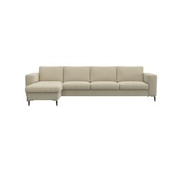 Ecksofa FLEXLUX "Fiore, L-Form", beige (sandy beige), B:295cm H:85cm T:159cm, 100% Polyester, Sofas, Ecksofa, breite Armlehnen, Kaltschaum, F&uuml;&szlig;e Alu+schwarz