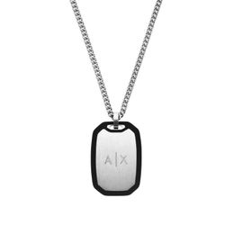 Kette mit Anh&auml;nger Armani Exchange "Schmuck Geschenk Edelstahl, Silikon", edelstahlfarben, schwarz, Halsketten, Herren, Edelstahl Silikon, L: 70 B: 2mm, Edelstahl, Silikon, B:2mm