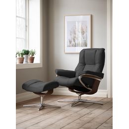 Fu&szlig;hocker stressless "Mayfair", grau (charcoal dinamica), B:55cm H:41cm T:39cm, Microfaser DINAMICA (88% Polyester, 12% Polyurethan), Hocker, Fu&szlig;hocker, mit Cross Base, Gr&ouml;&szlig;e S, M & L, Holzakzent Braun