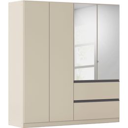 Dreht&uuml;renschrank Rauch "Kleiderschrank Schrank Garderobe COSTA in den Breiten 91/136/181 cm", beige (champagner), eingriffe graumetallic, B:181cm H:197cm T:54cm, Holzwerkstoff, Schr&auml;nke, Dreht&uuml;renschrank, mit Spiegel, grifflose Front und Push-to-Open Funktion MADE IN GERMANY