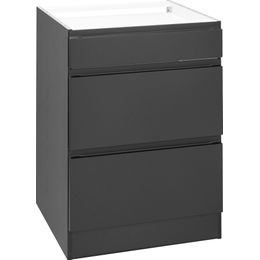 Umbauschrank KOCHSTATION "KS-Bruneck", grau (grau matt), B:60cm H:82cm T:60cm, Holzwerkstoff, Schr&auml;nke, Umbauschrank, Kochfeldumbauschrank >>Bruneck<< 60 cm breit, hochwertige MDF-Fronten