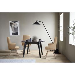 Polsterstuhl stressless "Laurel", beige (sand paloma, walnuss), B:58cm H:105cm T:60cm, Leder PALOMA: PALOMA ist ein durchgef&auml;rbtes Semianilin-M&ouml;belleder mit nat&uuml;rlicher Narbung., St&uuml;hle, Polsterstuhl, High Back mit Armlehne, Gr&ouml;&szlig;e L, schr&auml;ggestellte Beine in Walnuss