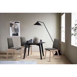 Polsterstuhl stressless "Laurel", grau (metal grau paloma, eiche natur), B:57cm H:92cm T:59cm, Leder PALOMA: PALOMA ist ein durchgef&auml;rbtes Semianilin-M&ouml;belleder mit nat&uuml;rlicher Narbung., St&uuml;hle, Polsterstuhl, Low Back, Gr&ouml;&szlig;e L, mit abgerundeten Beinen in Eiche natur