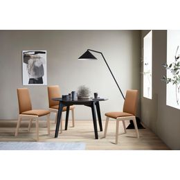 Polsterstuhl stressless "Laurel", braun (taupe paloma, eiche natur), B:57cm H:92cm T:59cm, Leder PALOMA: PALOMA ist ein durchgef&auml;rbtes Semianilin-M&ouml;belleder mit nat&uuml;rlicher Narbung., St&uuml;hle, Polsterstuhl, Low Back, Gr&ouml;&szlig;e L, mit abgerundeten Beinen in Eiche natur
