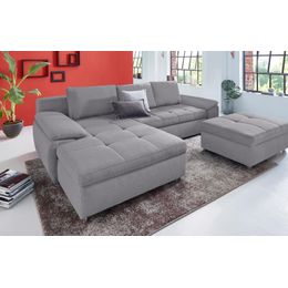 Ecksofa Home Affaire "Labene L-Form", grau, B:270cm H:82cm T:90cm, Struktur fein (95% Polyester, 5% Polyamid);Luxus-Microfaser ALTARA NUBUCK (100% Polyester);Kunstleder SOFTLUX / Struktur (100% Polyester);Struktur (100% Polyester);Flachgewebe (95% Polyester, 5% Polyamid), Sofas, Ecksofa, wahlweise mit Bettfunktion und Bettkasten, auch als XXL-Variante