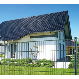 Einstabmattenzaun Peddy Shield, gr&uuml;n, H:125cm, Stahl, Zaunelemente, 125 cm hoch, 10 Matten f&uuml;r 20 m Zaun, mit 11 Pfosten