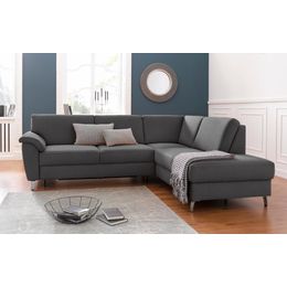 Sit & More Ecksofa SIT & MORE "Texel L-Form", grau (dunkelgrau), B:250cm H:87cm T:201cm, Kunstleder SOFTLUX;Luxus-Microfaser (100% Polyester), Sofas, Ecksofa, mit Federkern, wahlweise mit Bettfunktion und Bettkasten