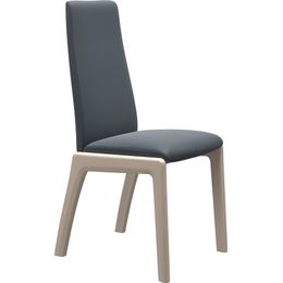 Polsterstuhl stressless "Laurel", blau (atlantic blau batick, eiche gekalkt), B:57cm H:92cm T:59cm, Leder BATICK: BATICK ist ein leicht korrigiertes, durchgef&auml;rbtes und genarbtes M&ouml;belleder, bei dem die meisten Unebenheiten und Spuren in der Regel entfernt wurden., St&uuml;hle, Polsterstuhl, Low Back, Gr&ouml;&szlig;e L, mit abgerundeten Beinen in Eiche gekalkt