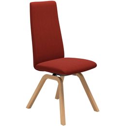 Polsterstuhl stressless "Laurel", rot (rot dinamica, eiche natur), B:49cm H:105cm T:60cm, Microfaser DINAMICA (88% Polyester, 12% Polyurethan), St&uuml;hle, Polsterstuhl, High Back, Gr&ouml;&szlig;e M, mit schr&auml;ggestellten Beinen in Eiche natur