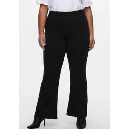 Jerseyhose Only CARMAKOMA "CARPEVER FLARED PANTS JRS NP", Damen, Gr. S (42/44), N-Gr, schwarz, Jersey, Obermaterial: 95% Polyester, 5% Elasthan, unifarben, figurbetont normal, Hosen Jerseyhose