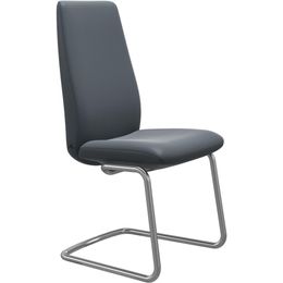 Polsterstuhl stressless "Laurel", blau (atlantic blau batick, schwarz matt), B:53cm H:105cm T:60cm, Leder BATICK: BATICK ist ein leicht korrigiertes, durchgef&auml;rbtes und genarbtes M&ouml;belleder, bei dem die meisten Unebenheiten und Spuren in der Regel entfernt wurden., St&uuml;hle, Polsterstuhl, High Back, Gr&ouml;&szlig;e L, mit Beinen aus Stahl in Schwarz matt