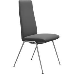 Polsterstuhl stressless "Laurel", grau (grau batick, chrom matt), B:57cm H:105cm T:60cm, Leder BATICK: BATICK ist ein leicht korrigiertes, durchgef&auml;rbtes und genarbtes M&ouml;belleder, bei dem die meisten Unebenheiten und Spuren in der Regel entfernt wurden., St&uuml;hle, Polsterstuhl, High Back, Gr&ouml;&szlig;e M, mit Beinen aus Stahl in Chrom matt