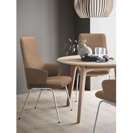Polsterstuhl stressless "Laurel", braun (sand dinamica, chrom matt), B:58cm H:105cm T:60cm, Microfaser DINAMICA (88% Polyester, 12% Polyurethan), St&uuml;hle, Polsterstuhl, High Back mit Armlehne, Gr&ouml;&szlig;e L, mit Beinen aus Stahl in Chrom matt