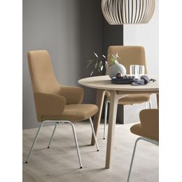 Polsterstuhl stressless "Laurel", braun (taupe paloma, chrom matt), B:58cm H:105cm T:60cm, Leder PALOMA: PALOMA ist ein durchgef&auml;rbtes Semianilin-M&ouml;belleder mit nat&uuml;rlicher Narbung., St&uuml;hle, Polsterstuhl, High Back mit Armlehne, Gr&ouml;&szlig;e L, mit Beinen aus Stahl in Chrom matt