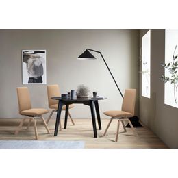 Polsterstuhl stressless "Laurel", beige (sand paloma, schwarz), B:49cm H:92cm T:59cm, Leder PALOMA: PALOMA ist ein durchgef&auml;rbtes Semianilin-M&ouml;belleder mit nat&uuml;rlicher Narbung., St&uuml;hle, Polsterstuhl, Low Back, Gr&ouml;&szlig;e M, mit schr&auml;ggestellten Beinen in Schwarz