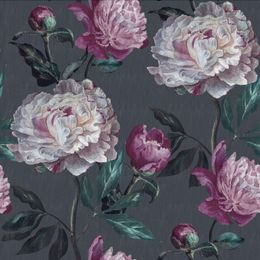 Vliestapete WOW "Peony", bunt (mehrfarbig), B:0,52m L:10m, Vlies, Tapeten, FSC zertifiziert, mit lebhaftem Druck, 10 Meter L&auml;nge