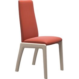 Polsterstuhl stressless "Laurel", beige (henna batick, eiche gekalkt), B:57cm H:92cm T:59cm, Leder BATICK: BATICK ist ein leicht korrigiertes, durchgef&auml;rbtes und genarbtes M&ouml;belleder, bei dem die meisten Unebenheiten und Spuren in der Regel entfernt wurden., St&uuml;hle, Polsterstuhl, Low Back, Gr&ouml;&szlig;e L, mit abgerundeten Beinen in Eiche gekalkt
