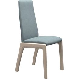 Polsterstuhl stressless "Laurel", blau (aqua dinamica, eiche gekalkt), B:57cm H:92cm T:59cm, Microfaser DINAMICA (88% Polyester, 12% Polyurethan), St&uuml;hle, Polsterstuhl, Low Back, Gr&ouml;&szlig;e L, mit abgerundeten Beinen in Eiche gekalkt