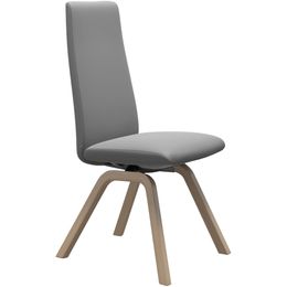 Polsterstuhl stressless "Laurel", grau (wild dove batick, eiche natur), B:49cm H:105cm T:60cm, Leder BATICK: BATICK ist ein leicht korrigiertes, durchgef&auml;rbtes und genarbtes M&ouml;belleder, bei dem die meisten Unebenheiten und Spuren in der Regel entfernt wurden., St&uuml;hle, Polsterstuhl, High Back, Gr&ouml;&szlig;e M, mit schr&auml;ggestellten Beinen in Eiche natur