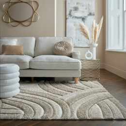 Hochflor-Teppich FLAIR RUGS "Velvet Shaggy", beige (natur), B:160cm H:25mm L:230cm, Kunstfaser, Teppiche, Shaggy Teppich