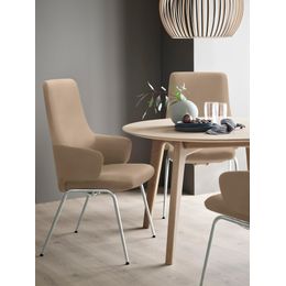 Polsterstuhl stressless "Laurel", braun (almond paloma, chrom matt), B:58cm H:105cm T:60cm, Leder PALOMA: PALOMA ist ein durchgef&auml;rbtes Semianilin-M&ouml;belleder mit nat&uuml;rlicher Narbung., St&uuml;hle, Polsterstuhl, High Back mit Armlehne, Gr&ouml;&szlig;e L, mit Beinen aus Stahl in Chrom matt