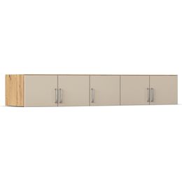 Aufsatzschrank Rauch "Gamma", eiche artisan, beige (champagner), griffe chrom, B:226cm H:39cm T:54cm, Holzwerkstoff, Schr&auml;nke, f&uuml;r eine maximale Nutzung der Deckenh&ouml;he, viele Farben MADE IN GERMANY