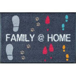 Fu&szlig;matte "Family @ Home" Gr. 2, bunt, B:50cm H:9mm L:75cm, Kunstfaser, wash+dry by Kleen-Tex, Teppiche, Schmutzfangl&auml;ufer, Schmutzfangmatte, mit Spruch, In- und Outdoor geeignet, waschbar