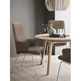 Polsterstuhl stressless "Laurel", braun (mole batick, chrom matt), B:58cm H:105cm T:60cm, Leder BATICK: BATICK ist ein leicht korrigiertes, durchgef&auml;rbtes und genarbtes M&ouml;belleder, bei dem die meisten Unebenheiten und Spuren in der Regel entfernt wurden., St&uuml;hle, Polsterstuhl, High Back mit Armlehne, Gr&ouml;&szlig;e L, mit Beinen aus Stahl in Chrom matt